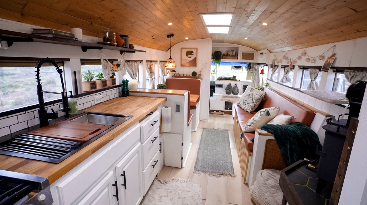 Tiny House Expedition - Couple built Stunning Skoolie Tiny Home for $35k!